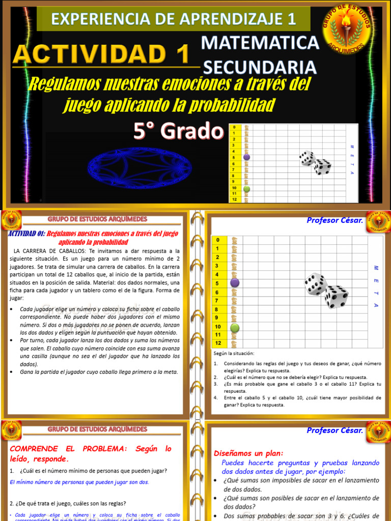 5° - Actividad 1-Solucion | PDF | Probabilidad | Dado