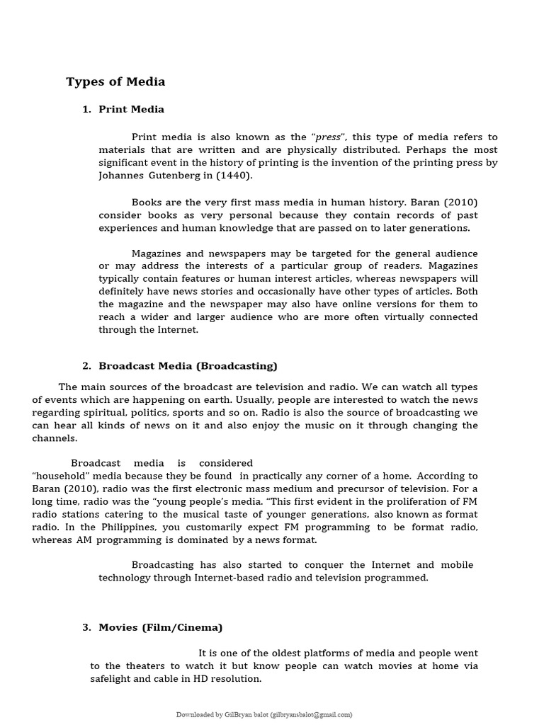 Lec 3 Mil-Types of Media | PDF | Mass Media | Technological Convergence