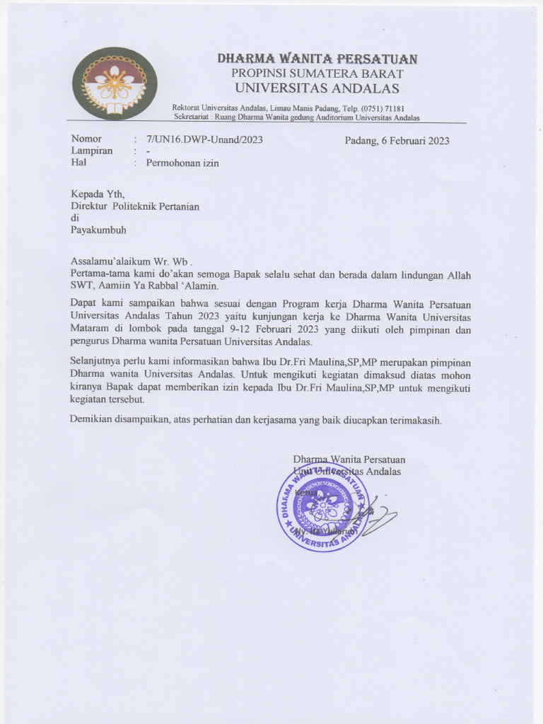surat izin ke UNRAM new | PDF surat izin ke UNRAM new | PDF