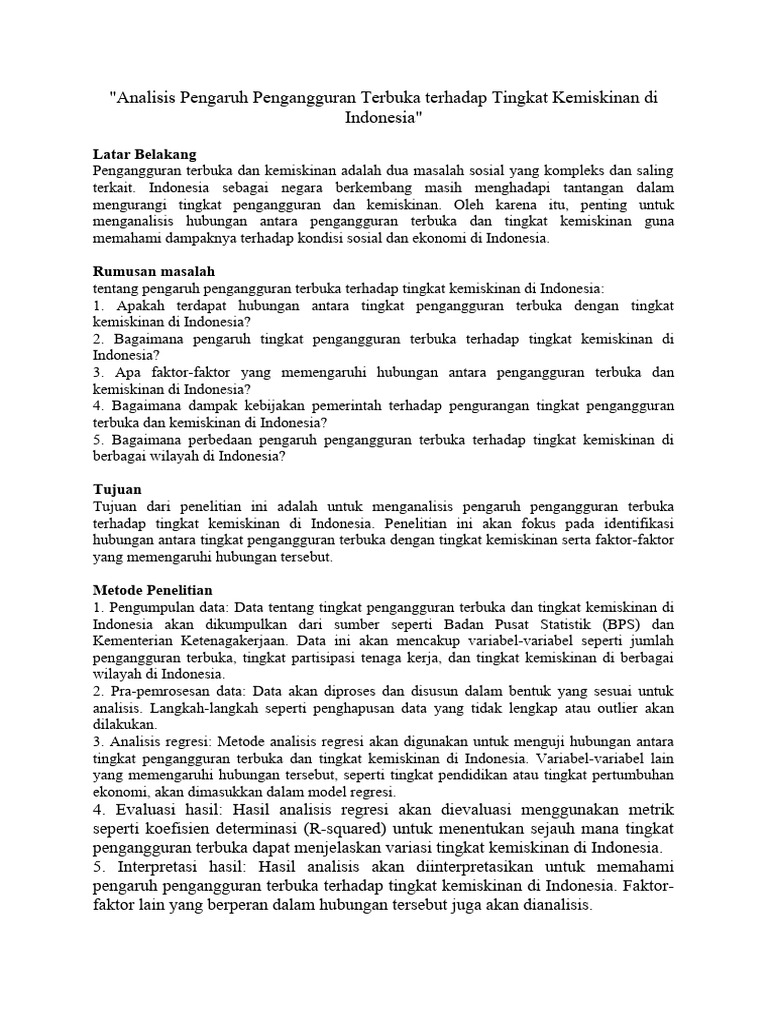 Pengaruh Pengangguran Terbuka pada Kemiskinan | PDF | Ilmu Sosial