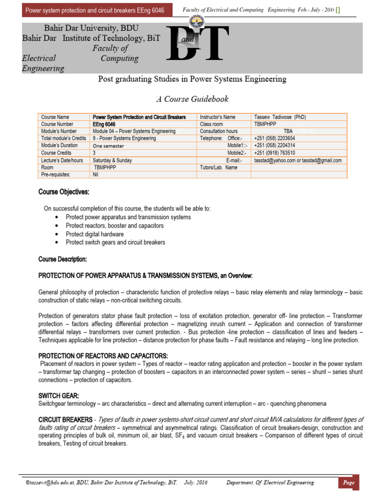 Course Out Line On EEng 6046 | Download Free PDF | Electronics | Power ...