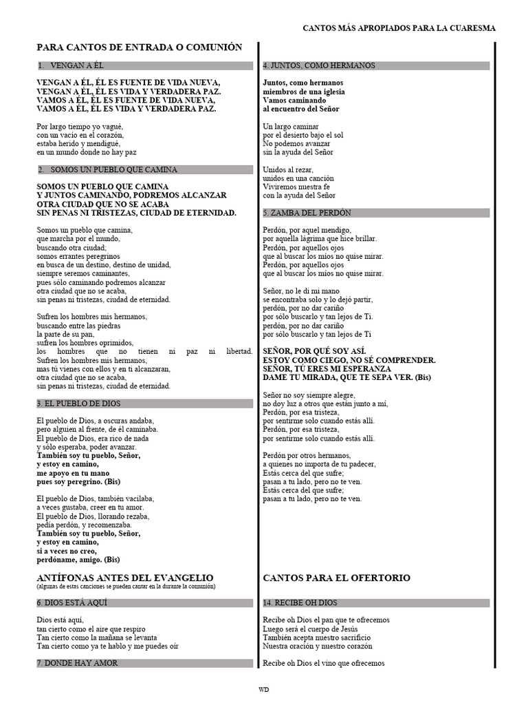 Cancionero CUARESMA CTJ 2024 | PDF | María, madre de Jesús | Oración