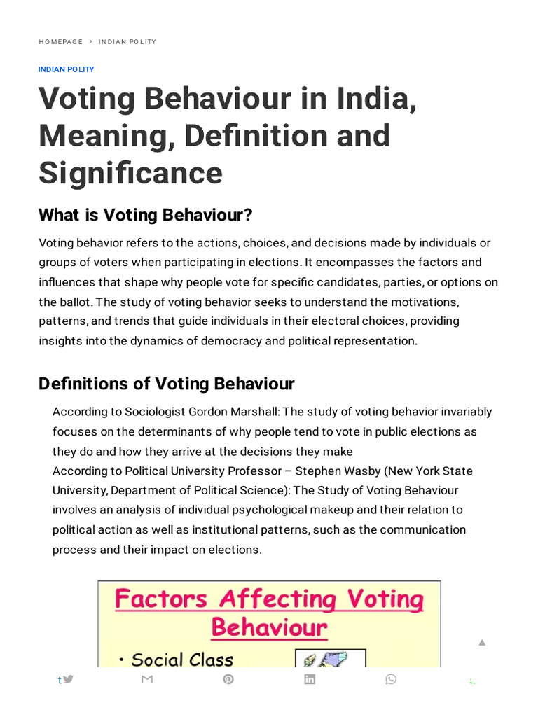 Voting Behaviour in India, Meaning, Definition and Significance | PDF ... Voting Behaviour in India, Meaning, Definition and Significance | PDF ...