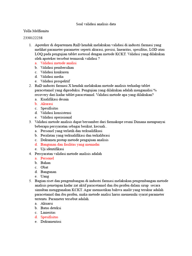 Tugas Buk Oktavera - Soal Validasi Analisis Data - Kel 5 (2) Salinan | PDF