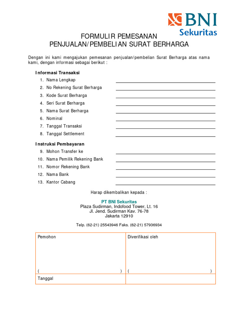 Formulir Transaksi Surat Berharga | PDF