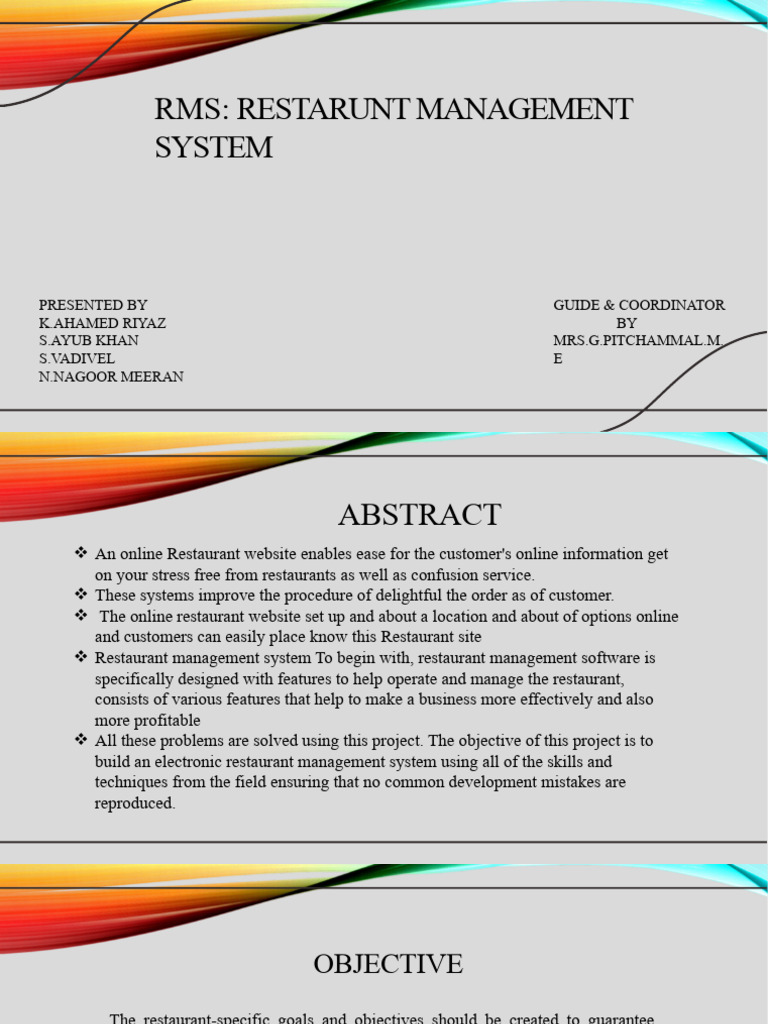 Rms - Restaurant Management System | PDF | Restaurants | Web Development