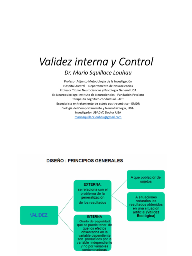 5 - Dr. Mario Squillace Louhau - Validez Interna y Control | PDF ...