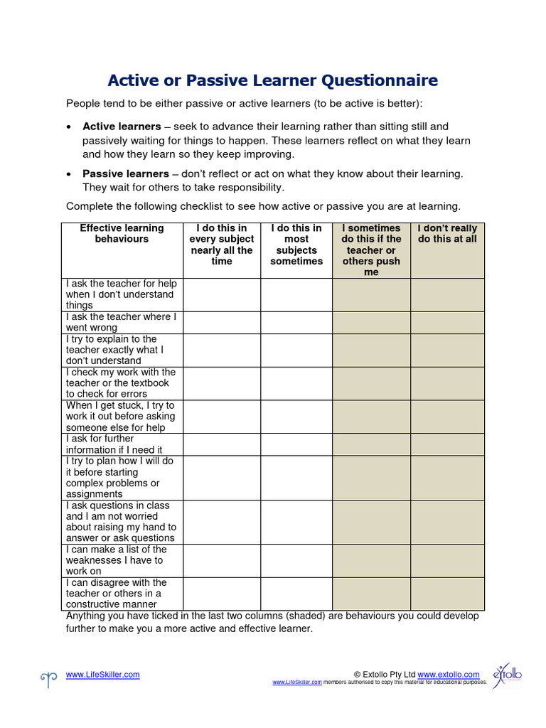 Active-Passive Learner | PDF