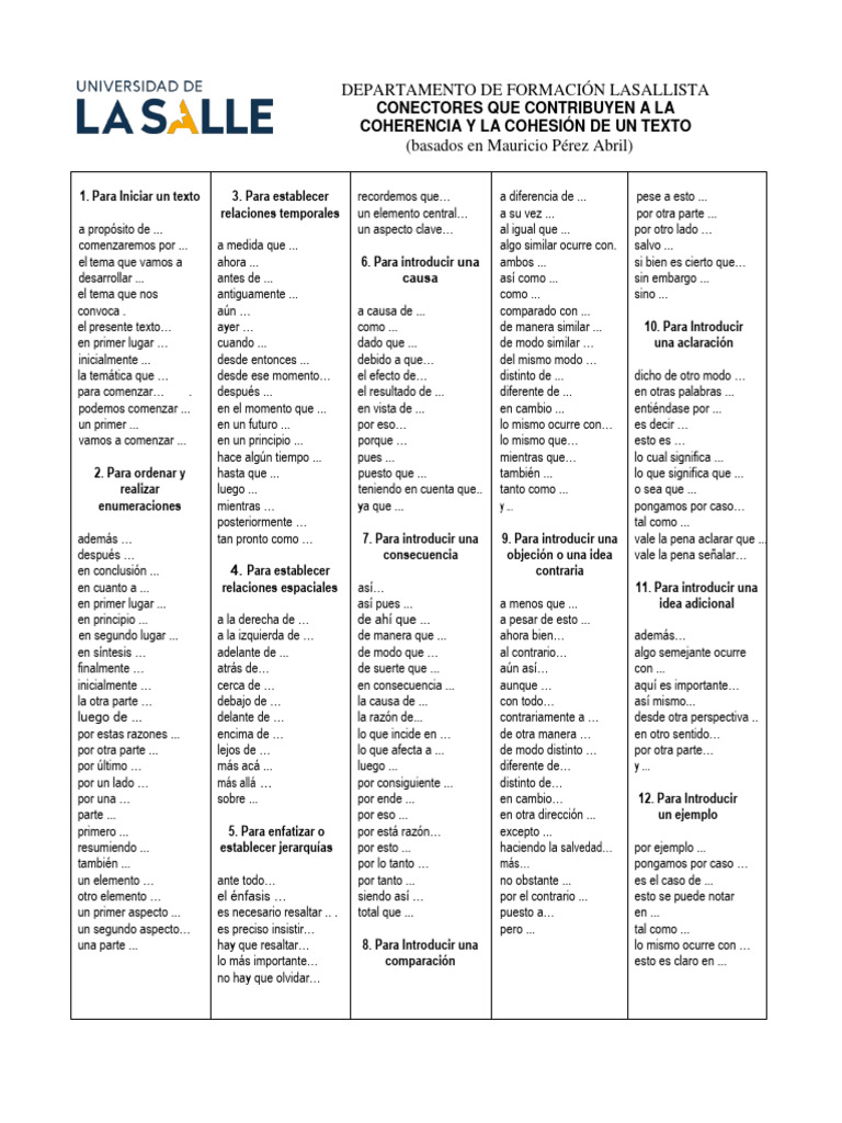 Conectores para Coherencia Textual | PDF