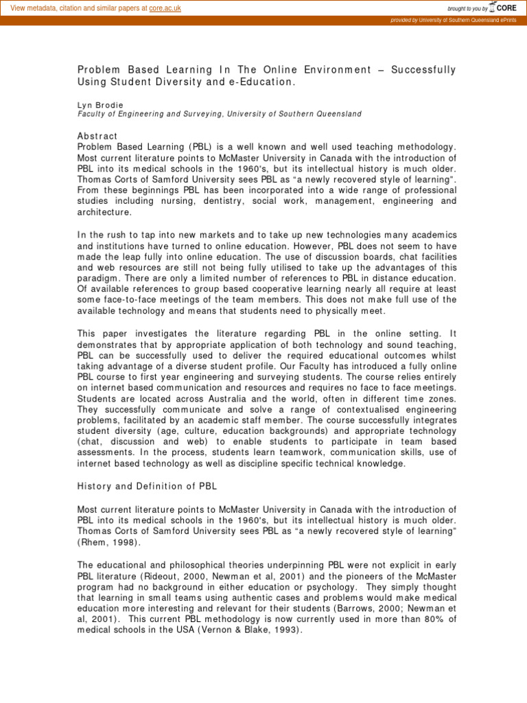 Online Problem-Based Learning Strategies | PDF | Distance Education