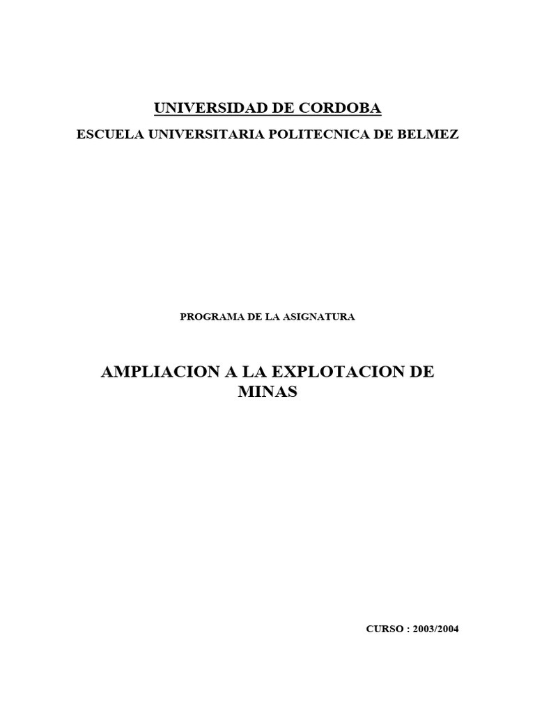 Ampliacion A La Explotacion de Minas | PDF | Minería | Minería de ...
