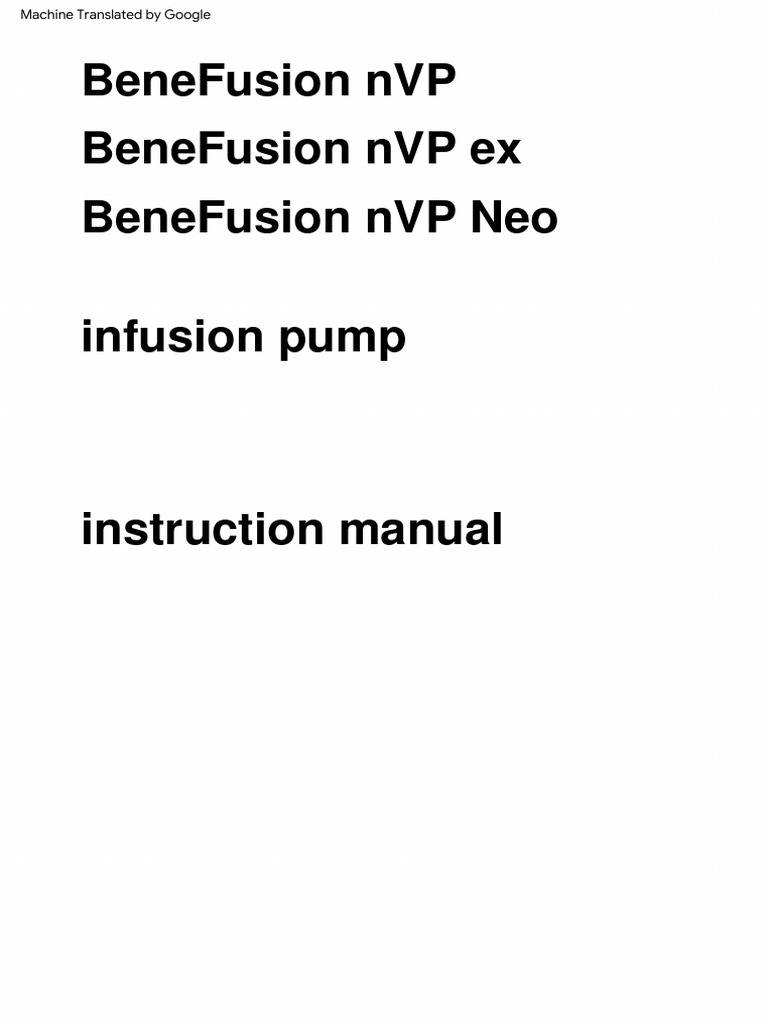 Benefusion - NVP (EN) | Download Free PDF | Intravenous Therapy | Electromagnetic Compatibility