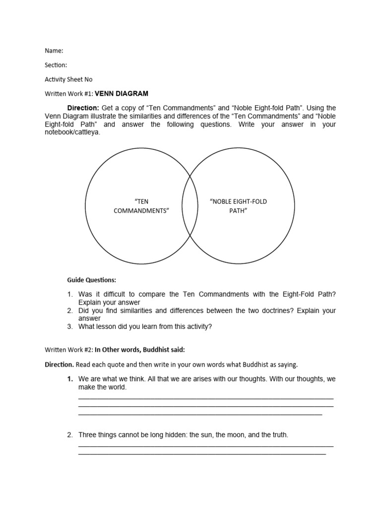 2nd-Activity-Sheet | PDF | Noble Eightfold Path | Mahayana