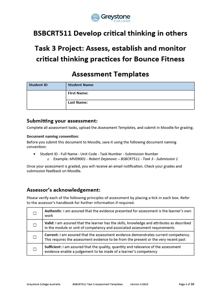 BSBCRT511 Task 3 Assessment Templates V3.0923 | PDF | Thought ... BSBCRT511 Task 3 Assessment Templates V3.0923 | PDF | Thought ...