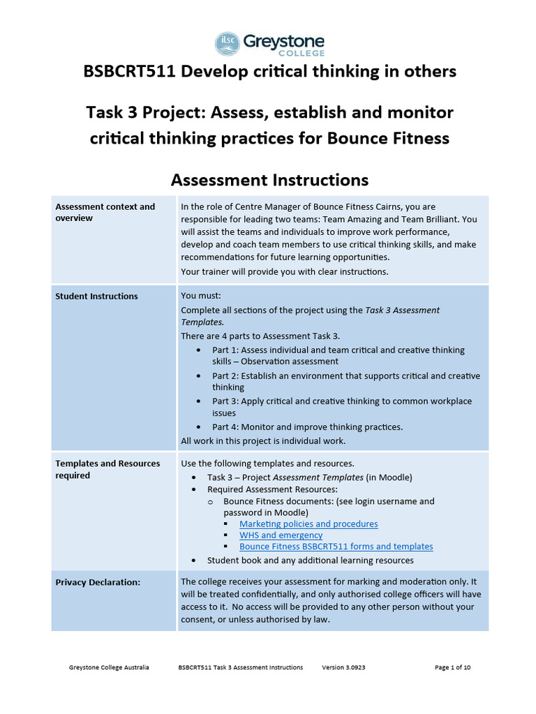 BSBCRT511 Task 3 Assessment Instructions_COMPLETED | PDF | Creativity ...