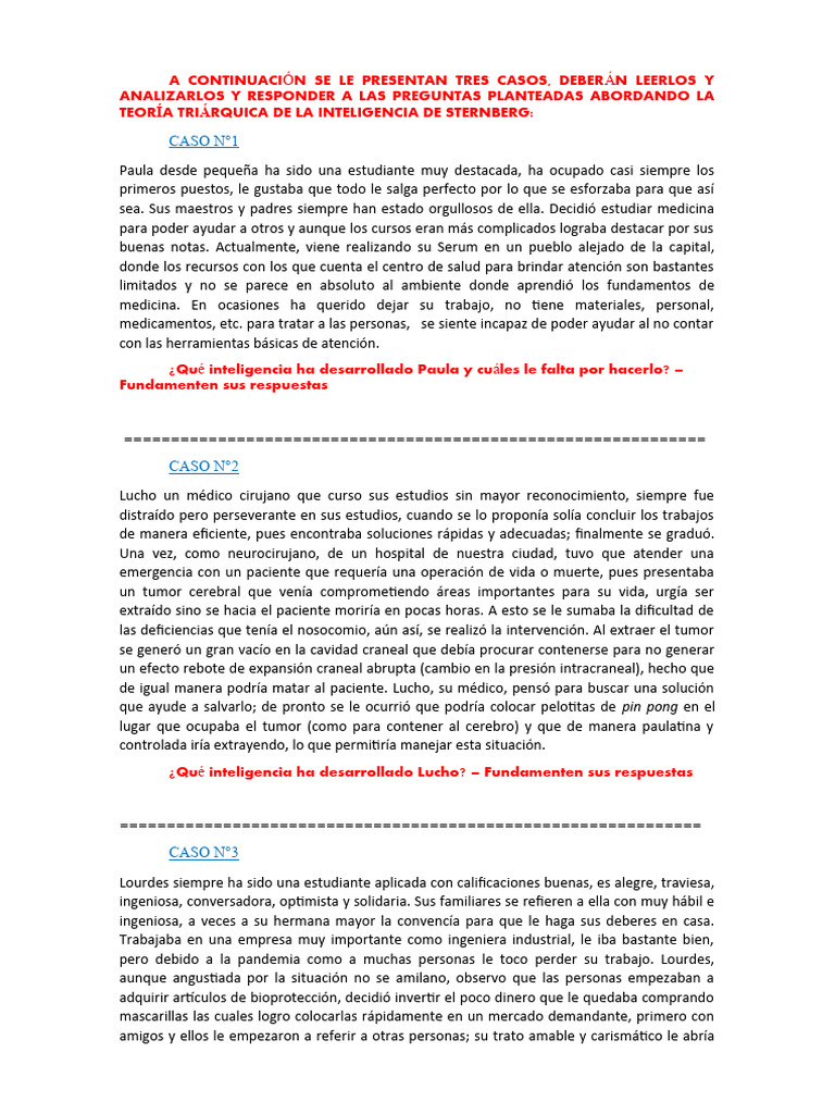 3 Casos para Analizar - Sternberg | PDF | Medicina | Hospital