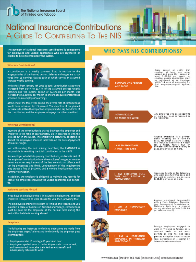 NIS Contribution Guidelines in Trinidad | PDF | Employment | Salary