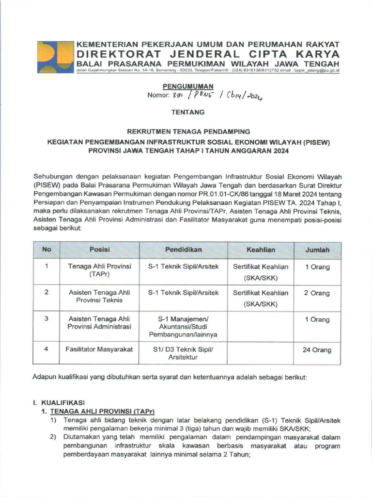 Rekrutmen Tim Pendamping Pisew Ta 2024 Jawa Tengah4 | PDF