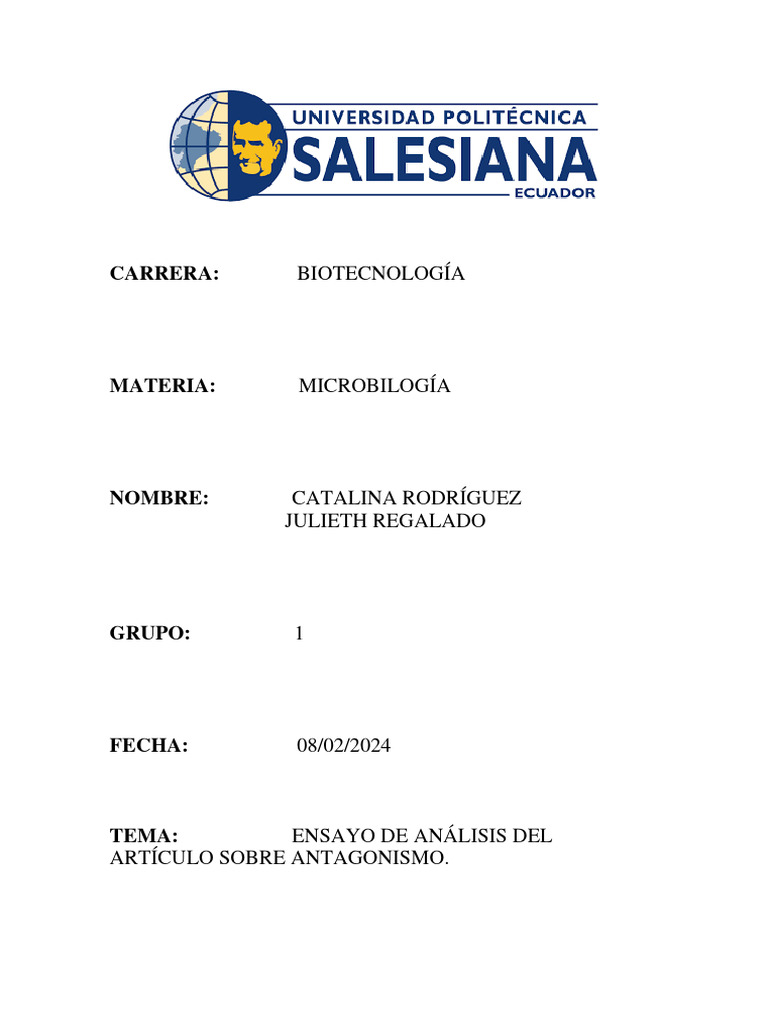 Ensayo Antagonismo | PDF | Control biológico de plagas | Ajo Ensayo Antagonismo | PDF | Control biológico de plagas | Ajo