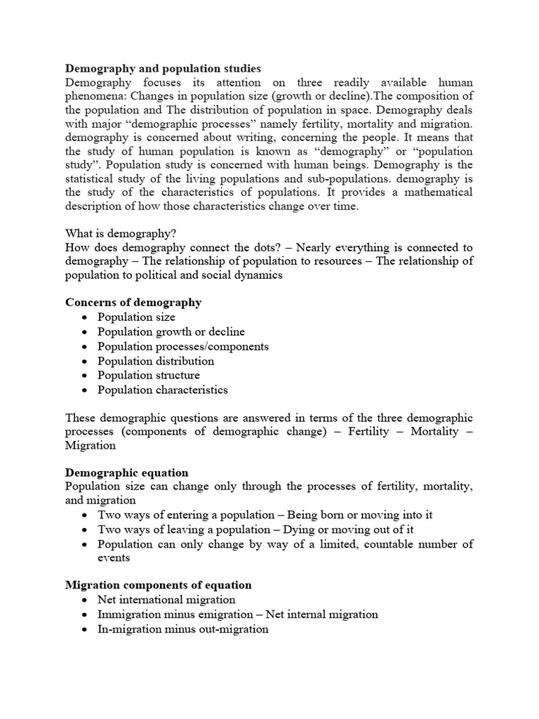 Key Components of Demography | PDF | Demography | Population