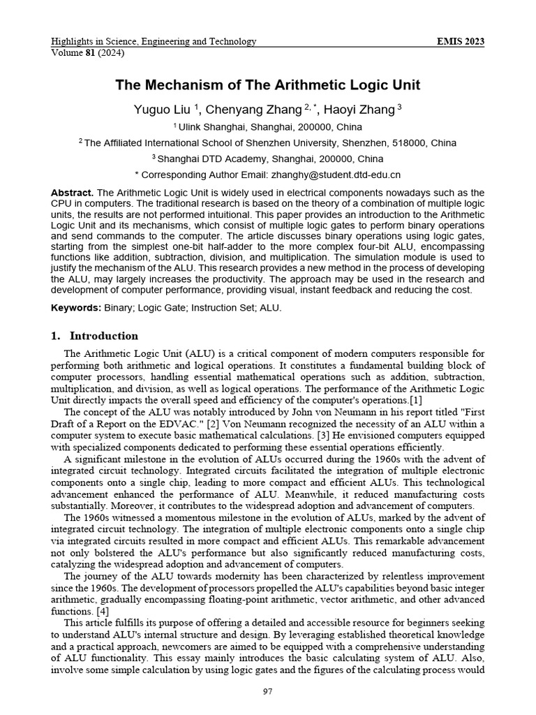 The_Mechanism_of_The_Arithmetic_Logic_Unit | PDF | Computer Science | Digital Electronics