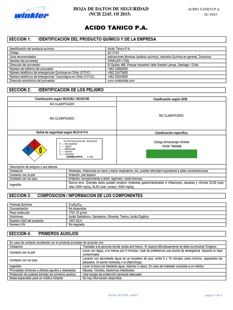 Acido Tanico | PDF | Agua | Residuos
