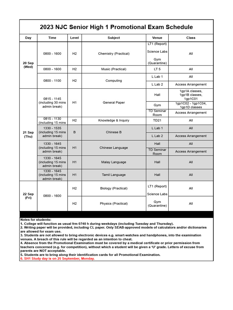 2023 SH1 Promo Schedule | PDF