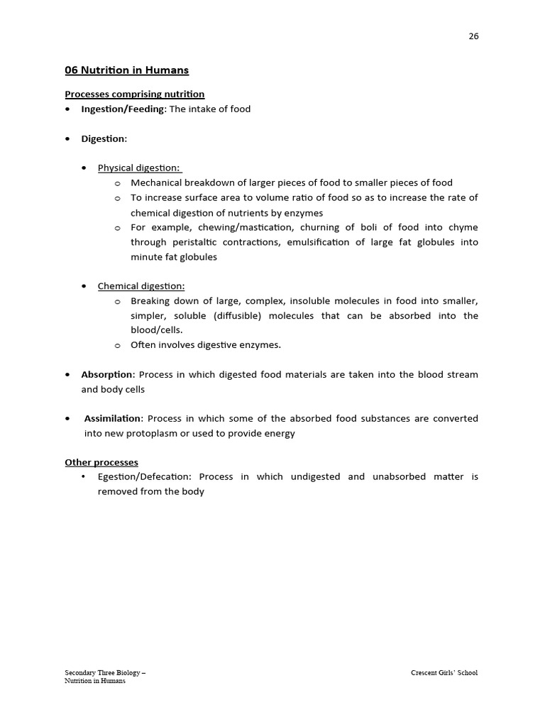 06 Nutrition in Humans Note | PDF | Digestion | Stomach