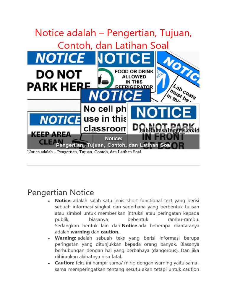 Notice Adalah | PDF