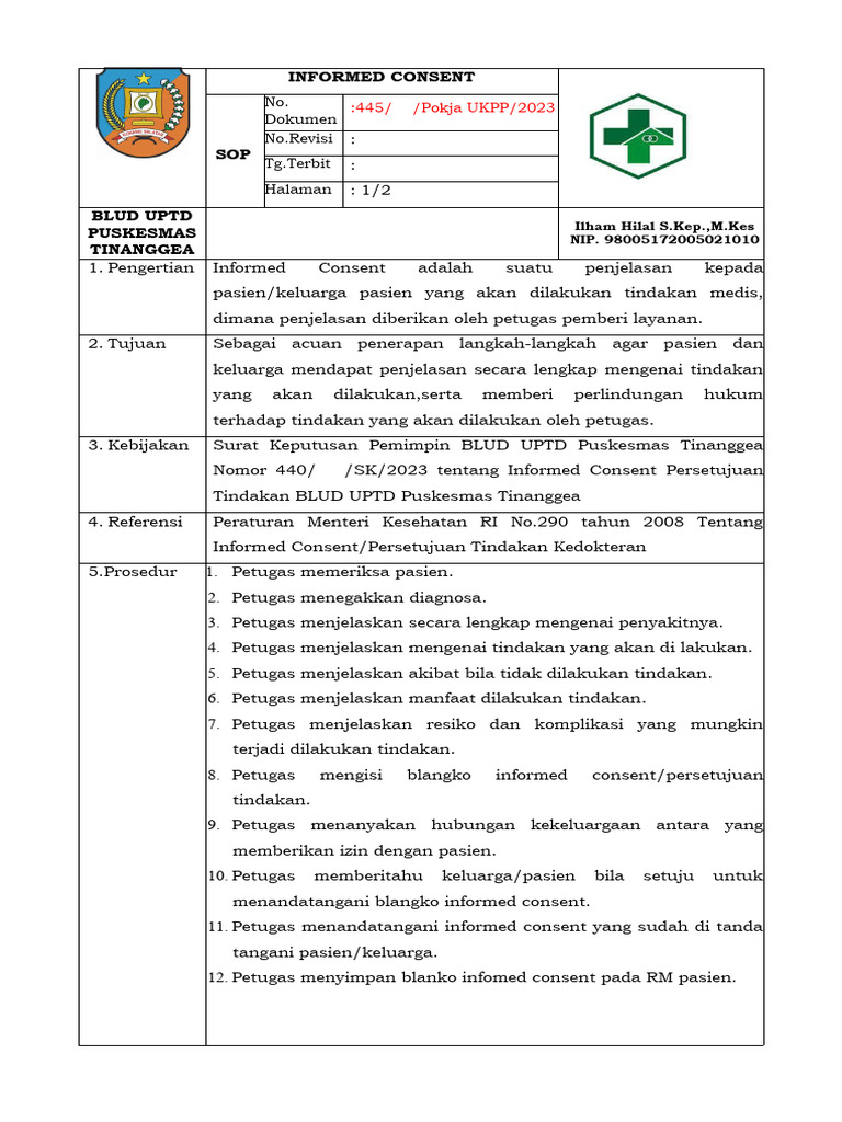 SOP Informed Consent 2023 | PDF