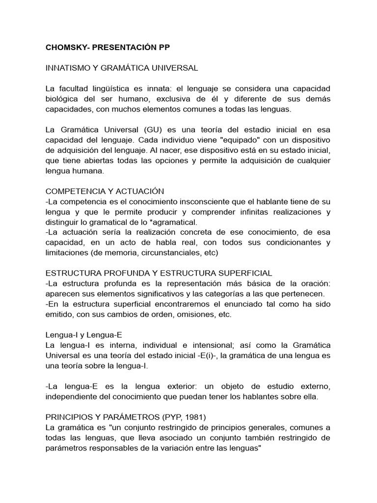 Innatismo y Gramática Universal | PDF | Vocal | Fonética