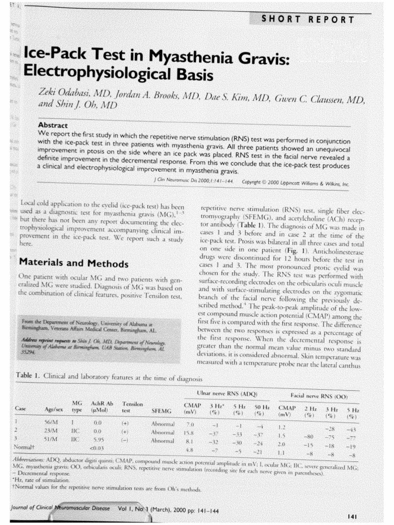 Ice Pack Test in Myasthenia Gravis | PDF