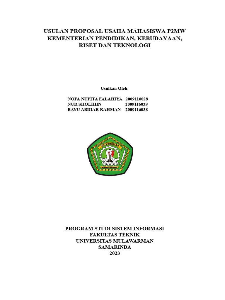 Usulan Proposal Usaha Mahasiswa p2mw Final | PDF | Karier & Perkembangan | Bisnis