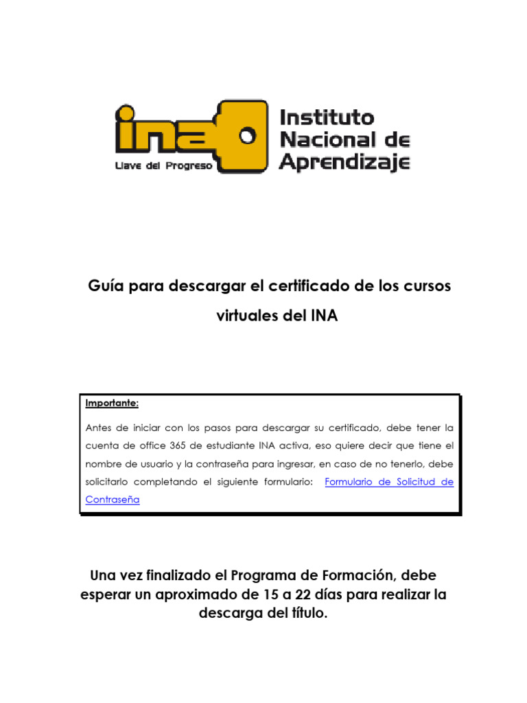 Guía Para Descargar El Certificado de Los Cursos Virtuales Del INA | PDF