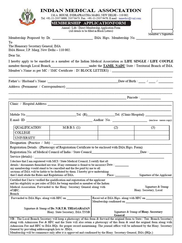 6446 - IMA Membership Application Form 2022 | PDF