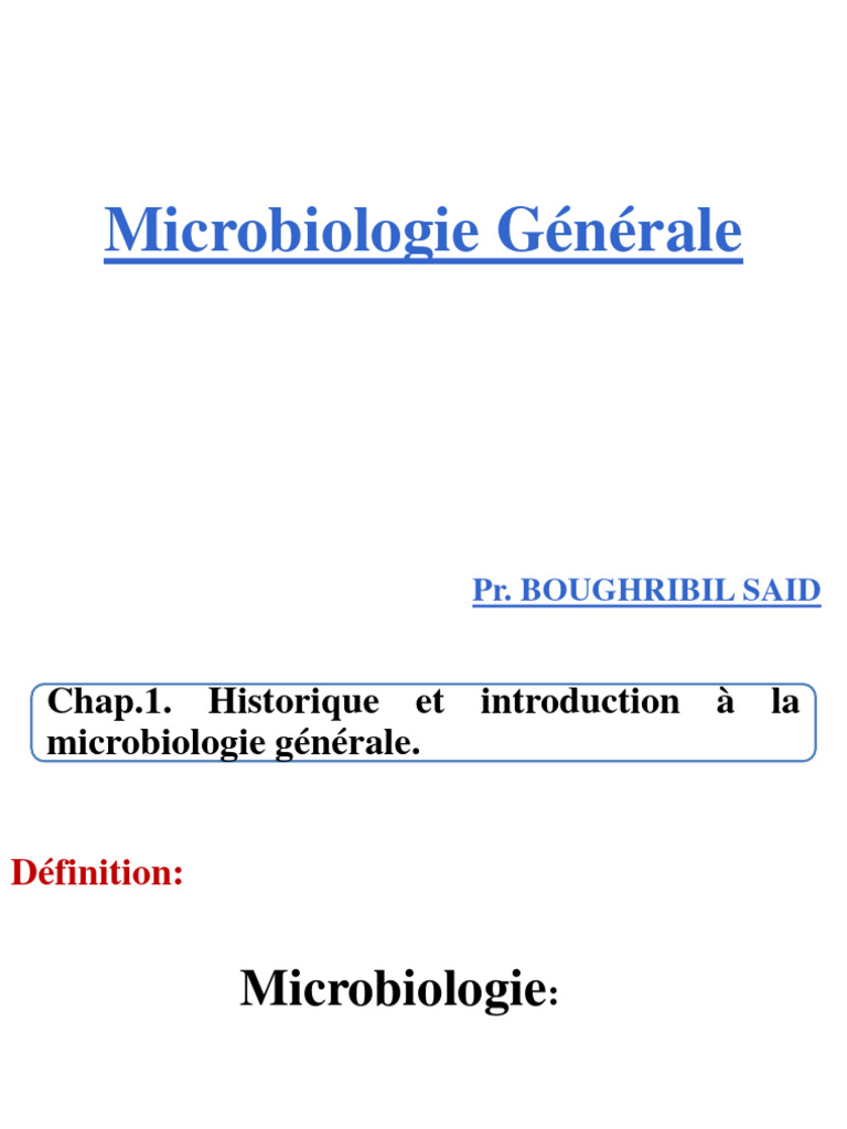 Chap.1.Historique Et Introduction À La Microbiologie Générale PDF | PDF ...