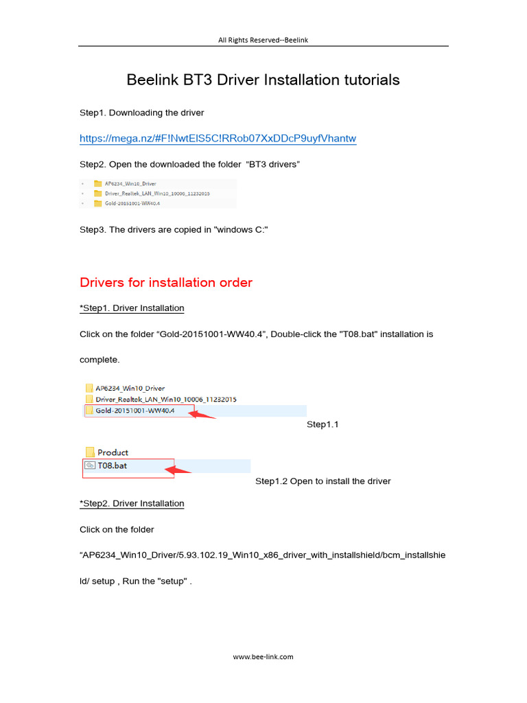 Beelink BT3 Driver Installation tutorials | PDF