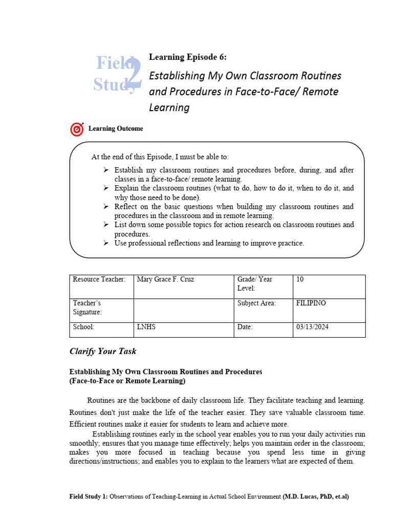 Learning Episode 6 - FS2 | PDF | Classroom | Learning