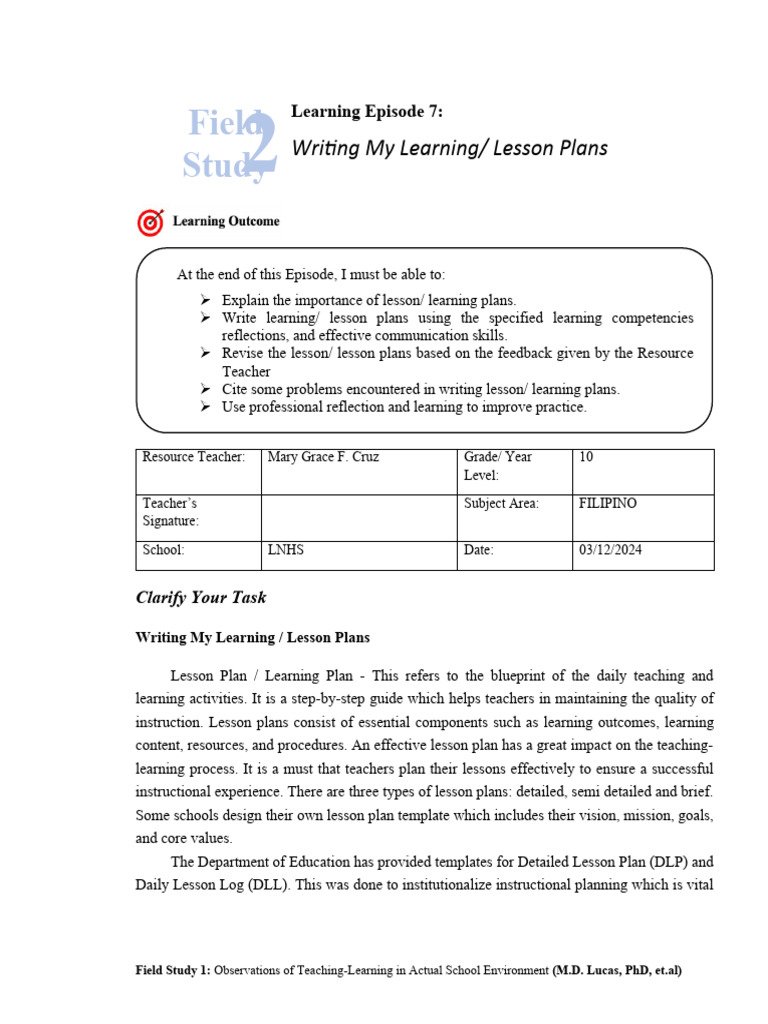 Learning-Episode-7 - Field Study 2 | PDF