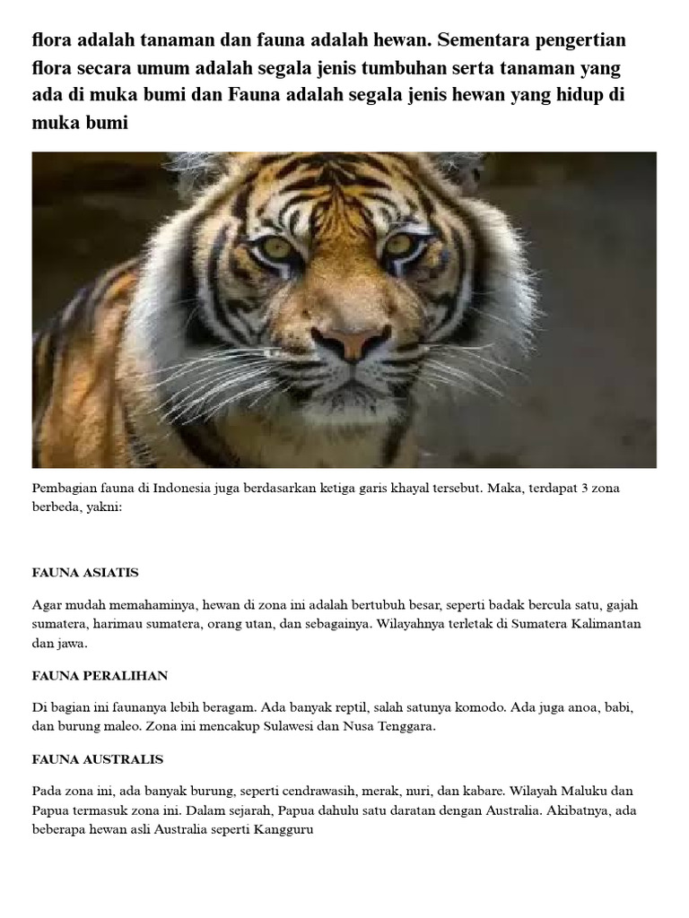 flora adalah tanaman dan fauna adalah hewan. Sementara pengertian flora ...