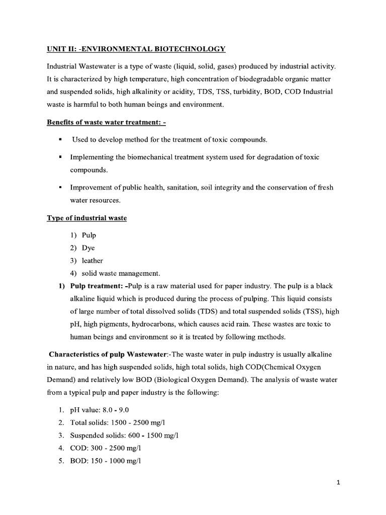 Biotechnology approaches for industrial effluent (Paper, tannery and ...