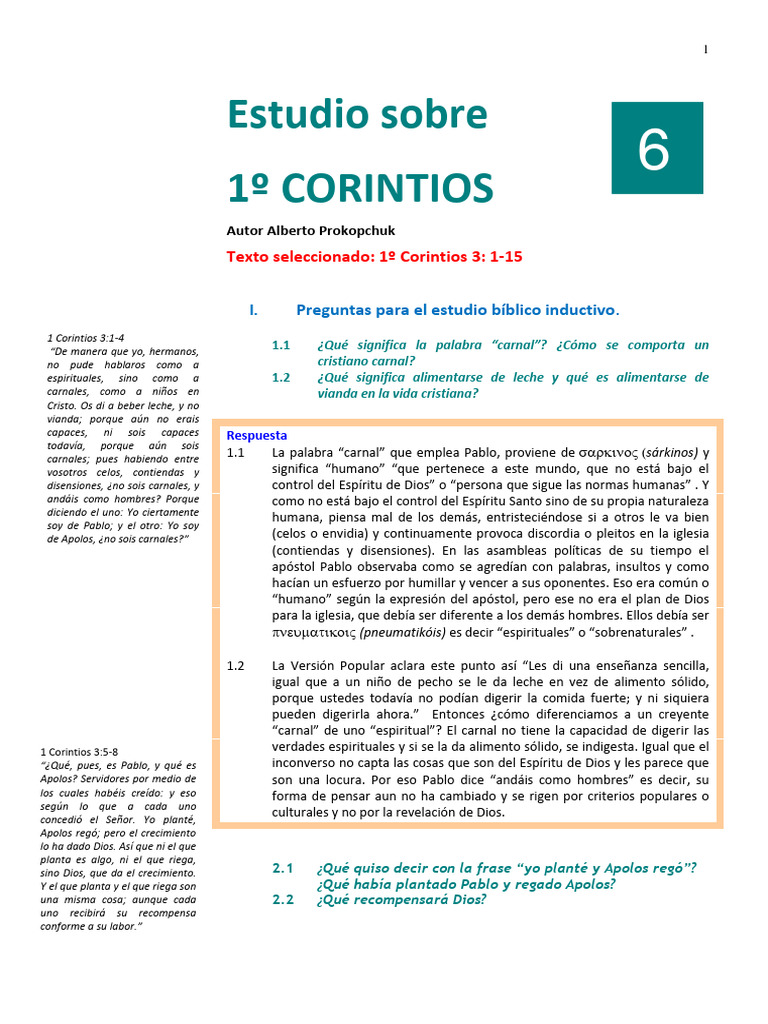 1 Corintios 06 | PDF | Primera epístola a los corintios | Pablo el apóstol