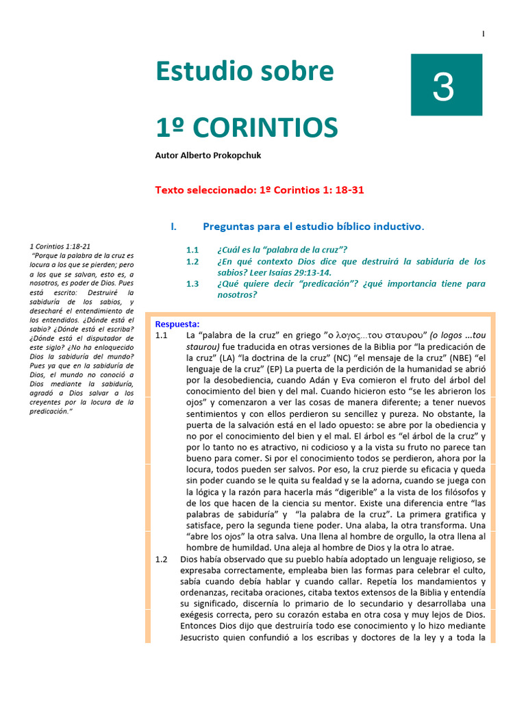 1 Corintios 03 | Descargar gratis PDF | Jesús | Dios