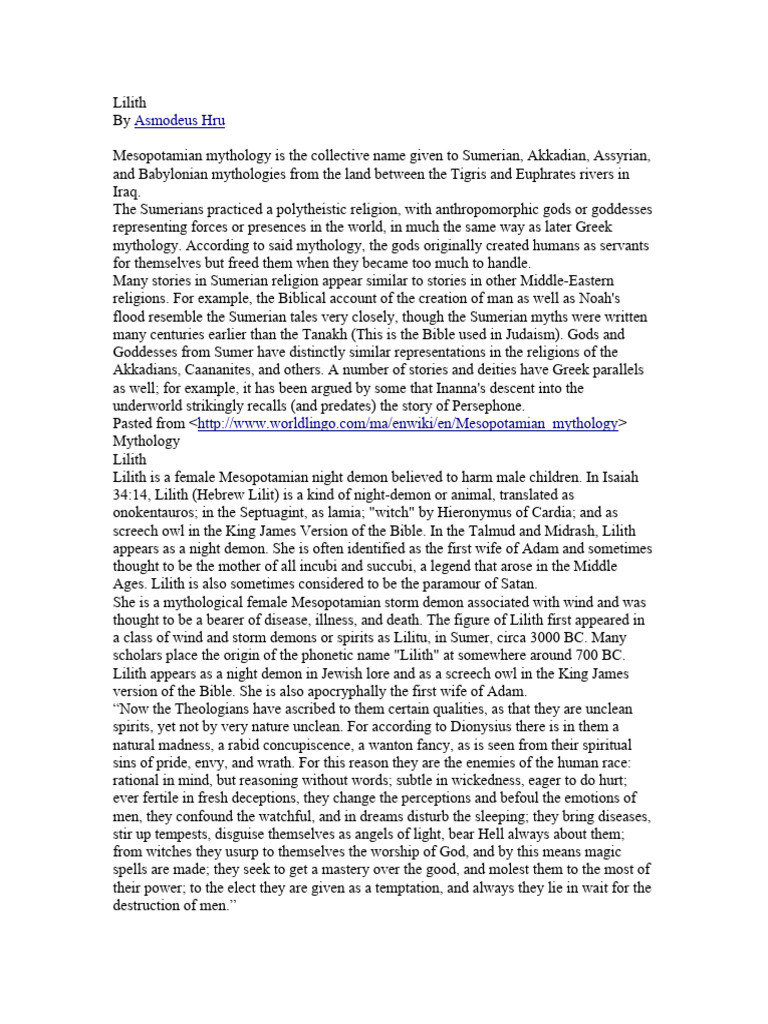 Exploring Lilith: Myth and Legend | PDF | Lilith | Demons