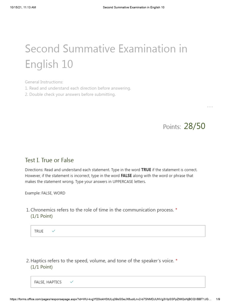 Second Summative Examination in English 10 | PDF | Communication | Public Speaking