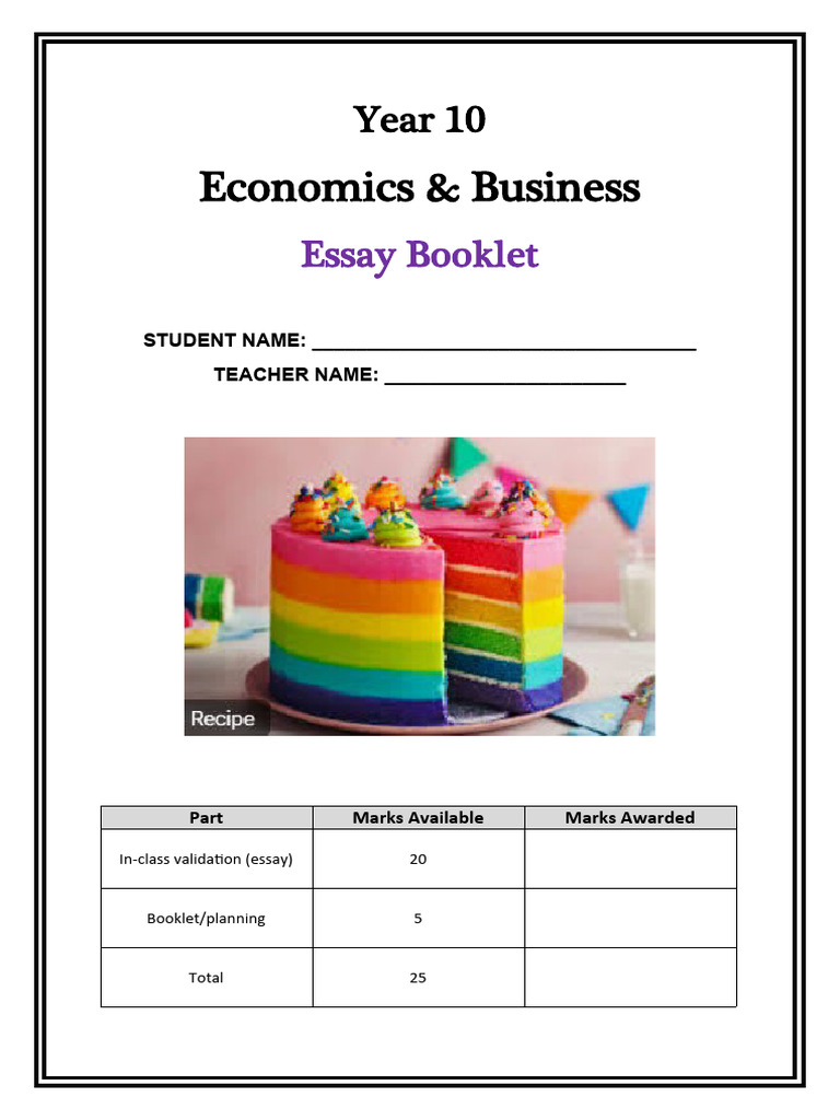 Year 10 Economics Essay Booklet 2024 | PDF | Cost Of Living | Economic ...