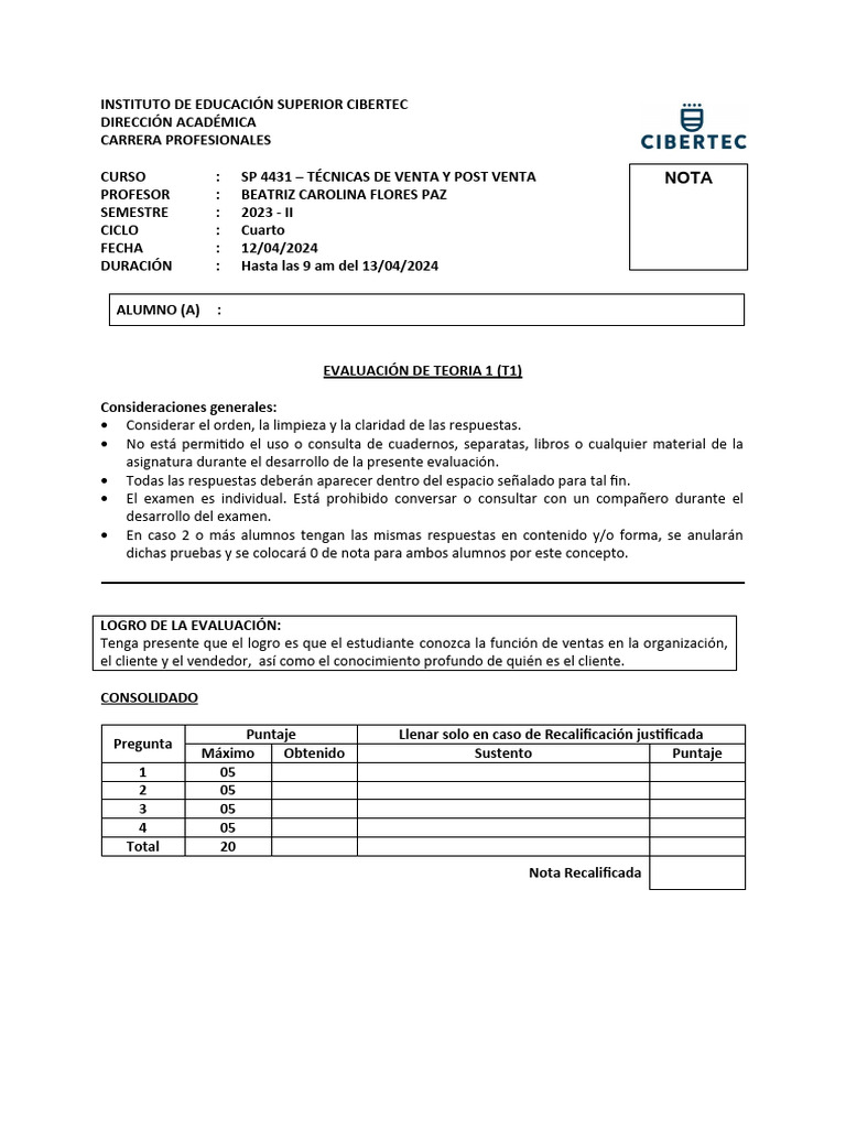SP 4431-Tecnicas de Venta y Post Venta-00-Evaluacion - Teoria - 1 ...