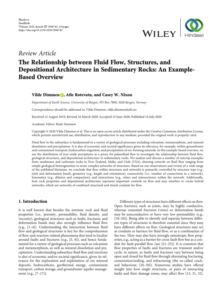 The Relationship Between Fluid Flow, Structures, and Depositional ...