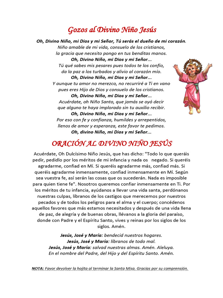 Gozos al Divino Niño Jesús | PDF