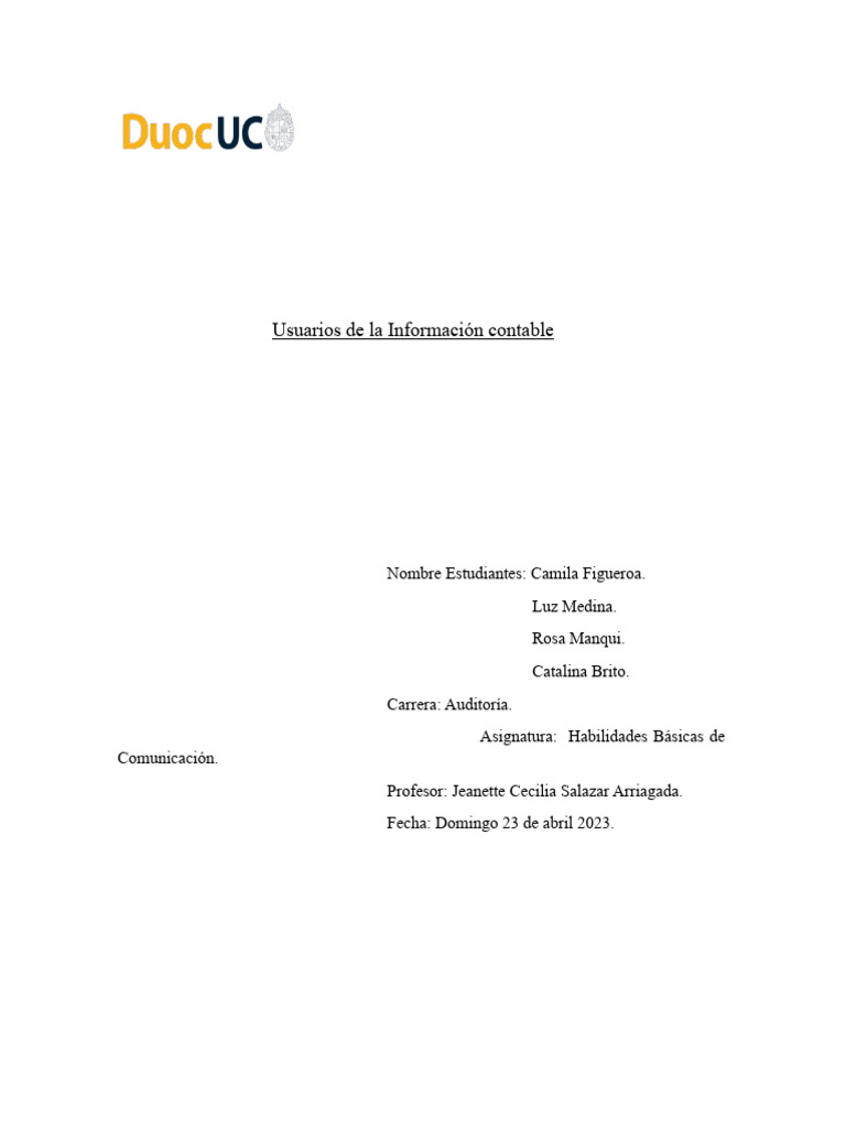 Reporte de Los Usuarios de La Informacion Contable | PDF | Contabilidad | Estado financiero